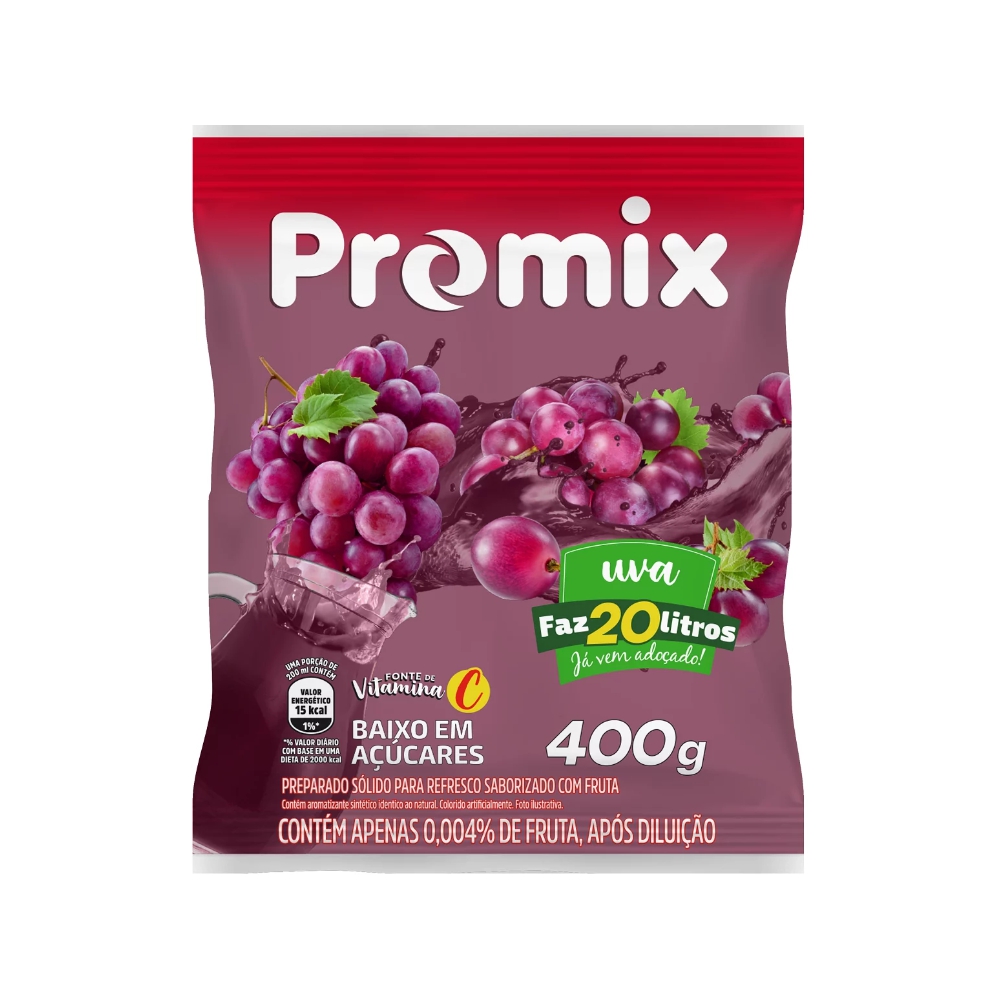 REFRESCO EM PO PROMIX UVA 400 GR 20 LTS | Pérola Online