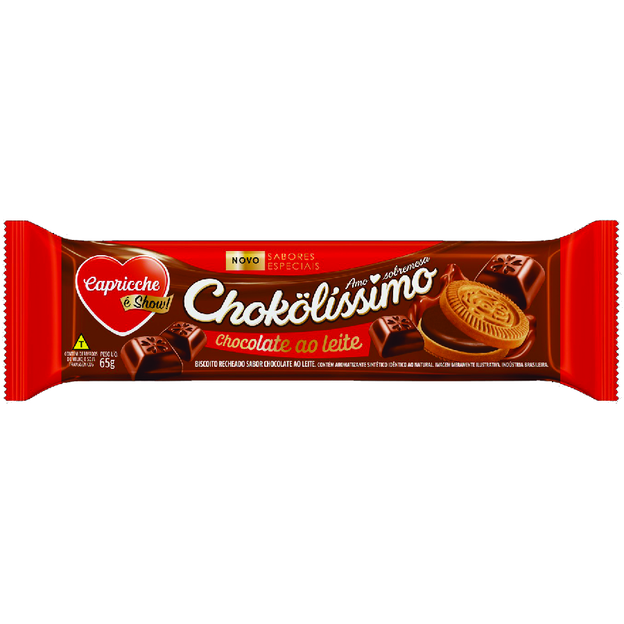 BISCOITO CAPRICCHE RECHEADO CHOKOLISSIMO CHOCOLATE 65GR | Pérola Online
